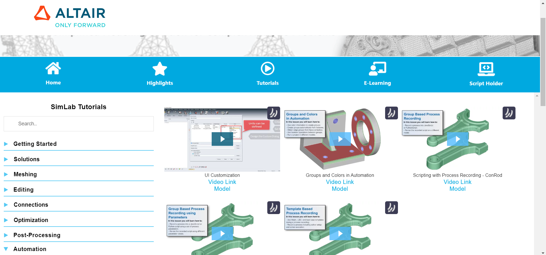 simlab script - E-Learning - Training and Learning - Altair Support